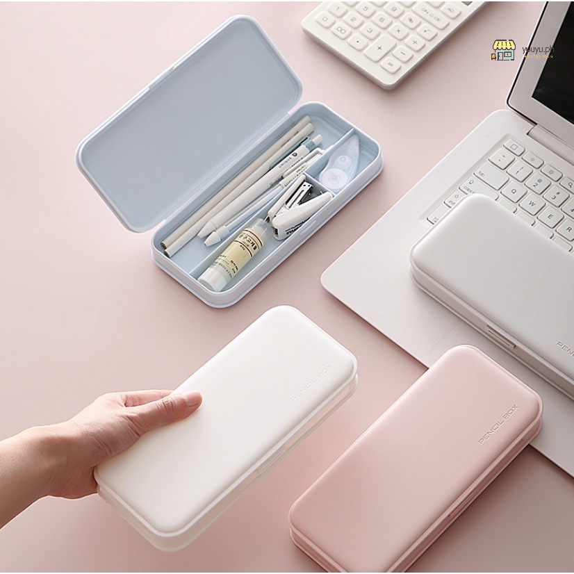 Pencil Box Multi-function Division Frosted Simple Stationery Box School ...