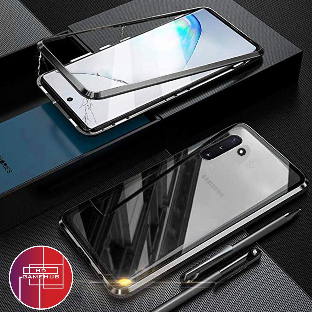 Samsung Note 10 Note 10 Plus Magnetic Case Metal Bumper Clear Back ...