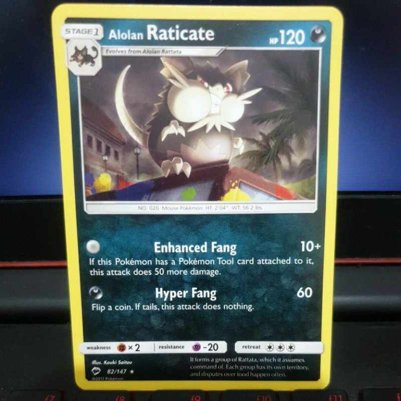 Alolan Raticate - 82/147 - Rare Sun & Moon: Burning Shadows | Shopee ...