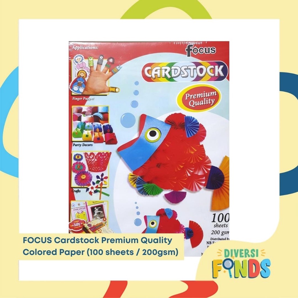 Cardstock 100 pcs Assorted Colors - Focus Brand - 200gsm SPECIALTY ...