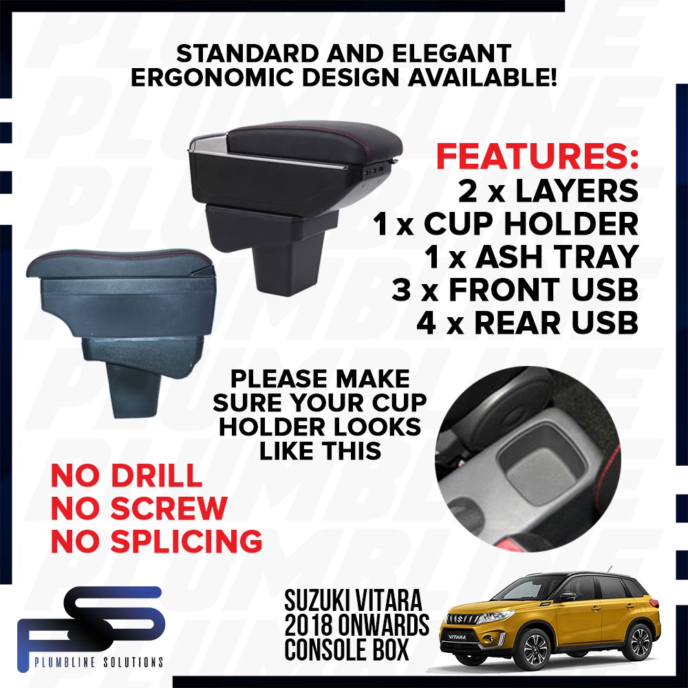 Suzuki Vitara 2018 2019 2020 2021 Armrest Console Box Premium Double ...