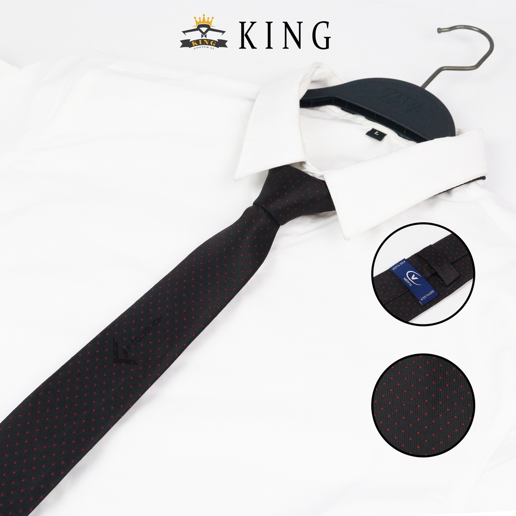 King men's black tie, office and groom's tie, small self-tied pattern ...