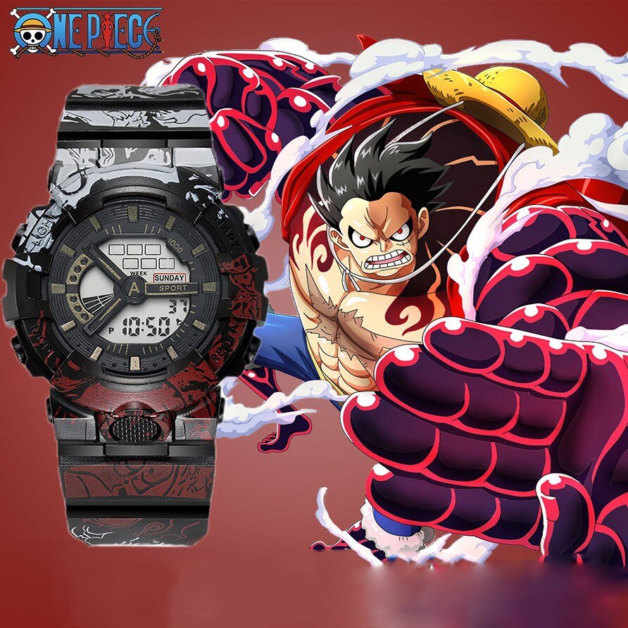 Action Anime One Piece Display Electronic Watch Cos Luffy Ace Smoker ...