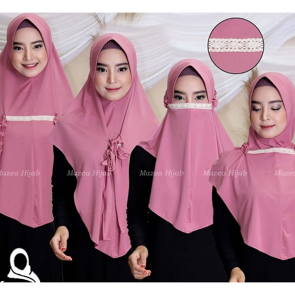 Instant Fatimah Lace 3 in 1 niqab / veil / khimar / hijab | Shopee ...