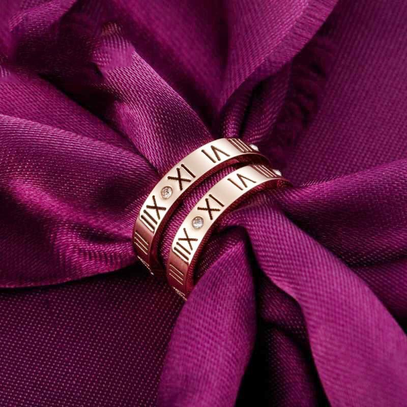 Romantic Beautiful Roman Numerals with Diamond Titanium Steel Ring Men ...