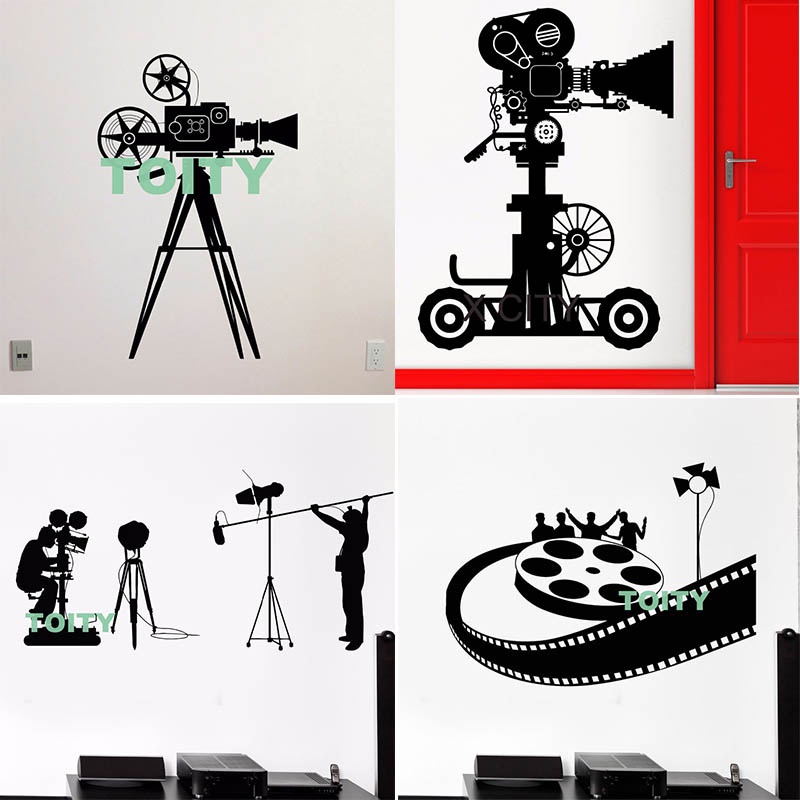 Filming Art Cinema Movie Wall Sticker Acter Producer Filmstrip Vinyl ...