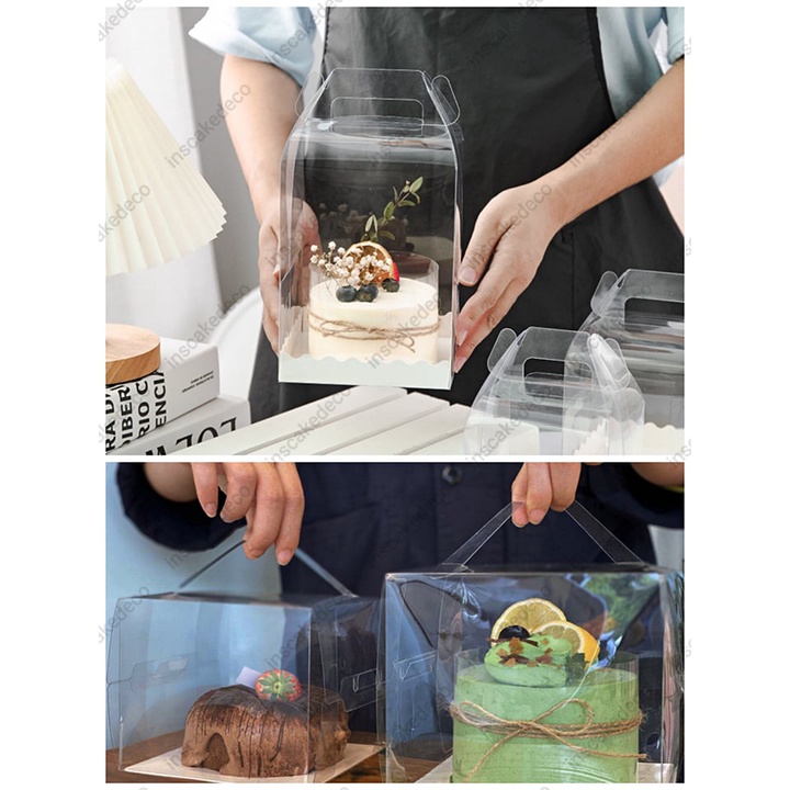 Portable Transparent PVC Cake Box, Hand Carry Cake Box 6 7 inches ...