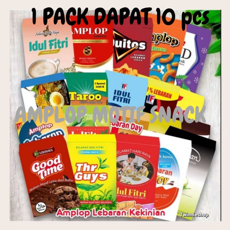 Eid Envelope 1 PACK Contains 10 Sheets Of Unique SNACK Character SNACK ...