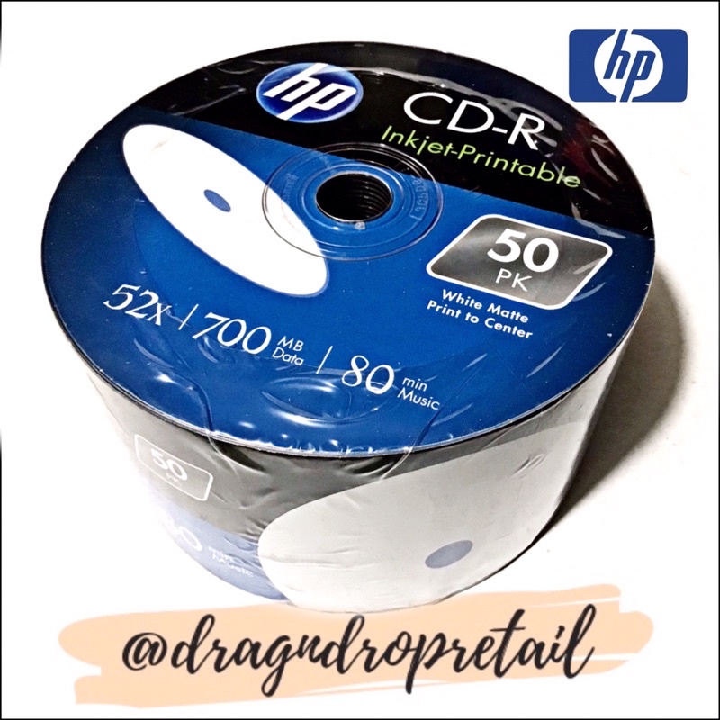 HP CD-R CDR CD R 52x 700MB Inkjet Printable Recordable Blank Disc ...