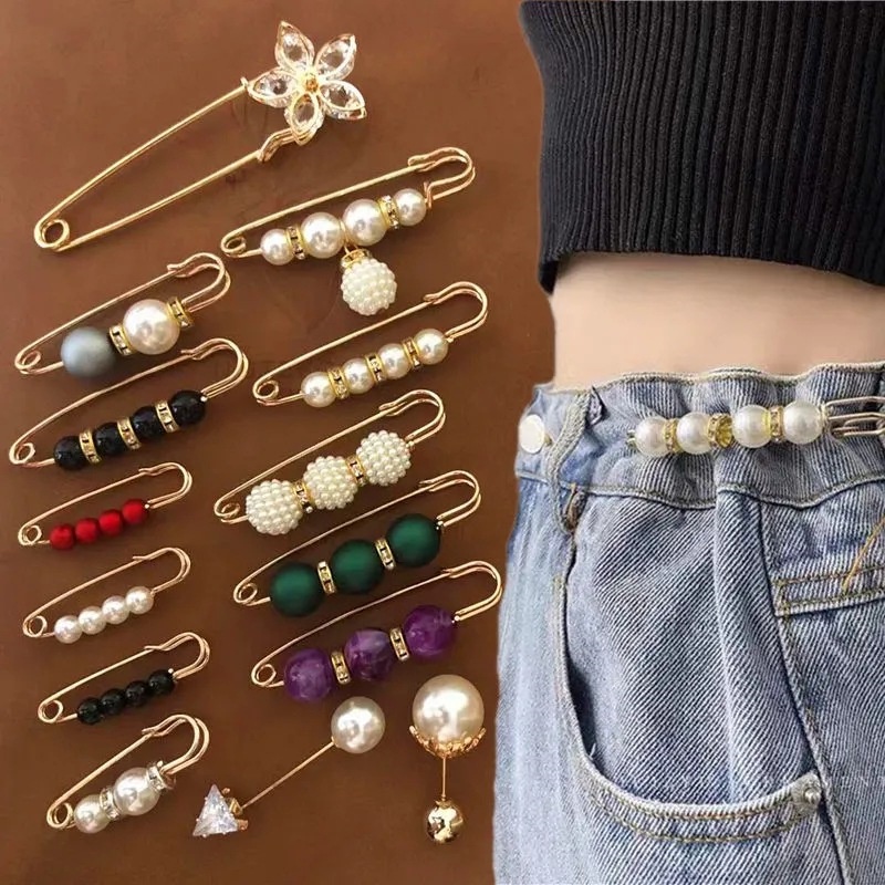 Waistband Pin Accessories Good Quality Pearls Crystal Gold Brooch Waist ...
