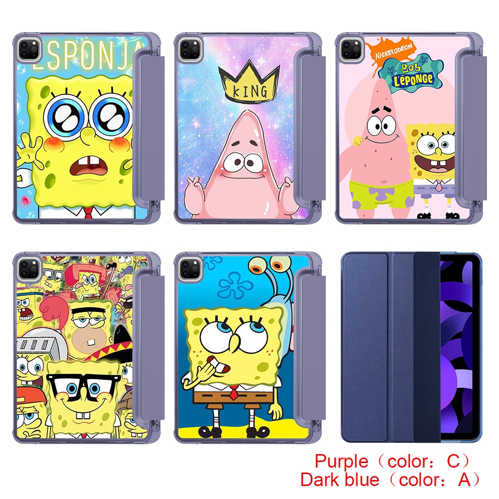 D38 Cute SpongeBob Lavender Purple Soft silicone Case for iPad 7 8 9 ...