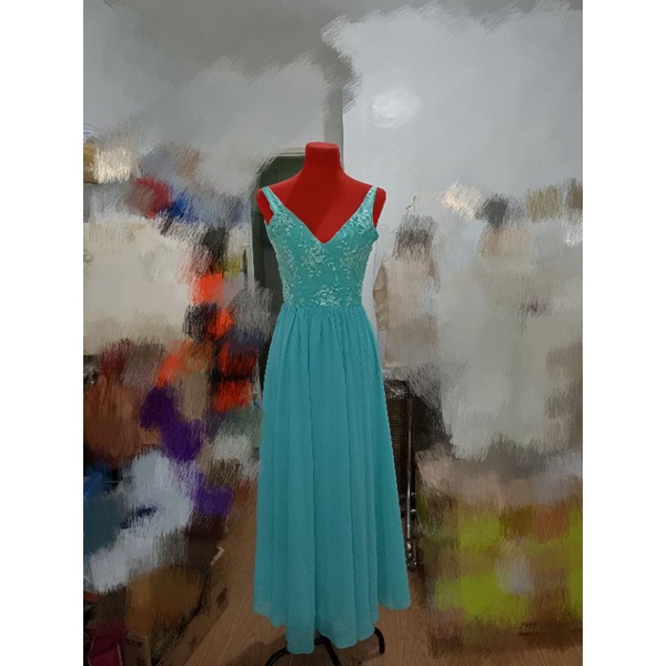Preloved gown with top lace design | Shopee Philippines