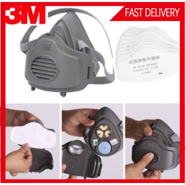 3M RESPIRATOR N95 3200 3701 Half Face Dust Gas Mask Paint Spray | Shopee Philippines