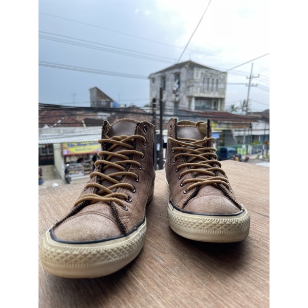 Converse CT HI LEATHER MOTORCYCLE Jacket BROWN | Shopee Philippines