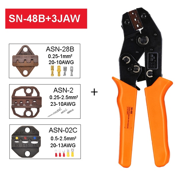 Hand Tools Electrcal Ratchet Receptacle Crimping Tool kit Pliers Set SN-48B Wire Crimping Jaw ...