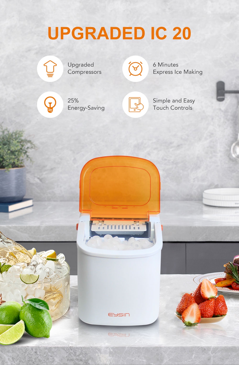 [M] EYSIN IC20 Automatic Ice Maker Machine Fast Portable Ice Cube Maker ...