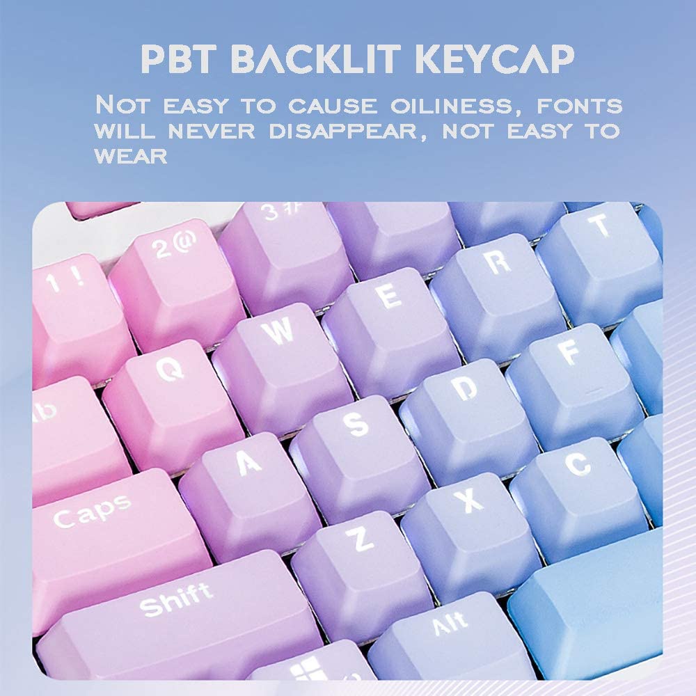 104 Keys Gradient Backlit Keycap Thick PBT Dip Dye Clear Cherry MX ...