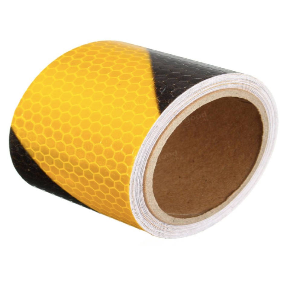 4" X 50m Black and Yellow Stripes Honeycomb Reflective Sticker ...