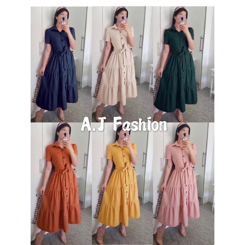 #24 Bestseller Korean long plain maxi dress w/belt (6Colors) | Shopee ...