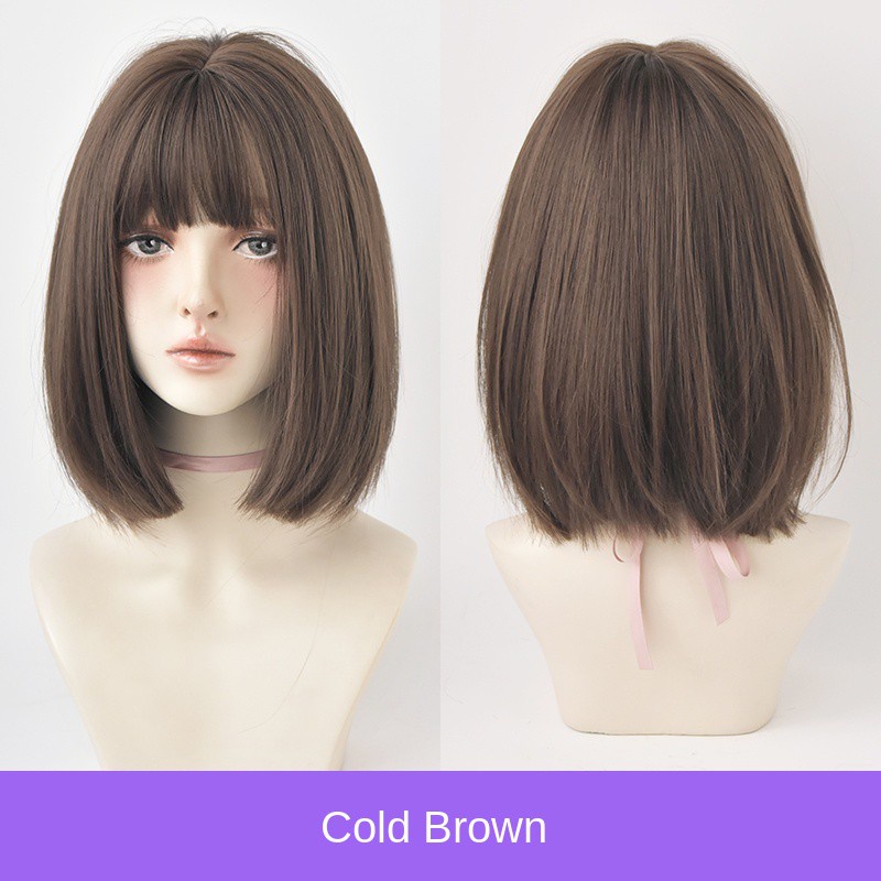 Wig female short hair Korean BOBO head cute cartoon bangs round face ...