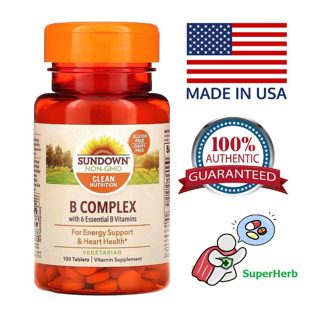 Sundown Naturals, B-Complex, 100 Tablets | Shopee Philippines