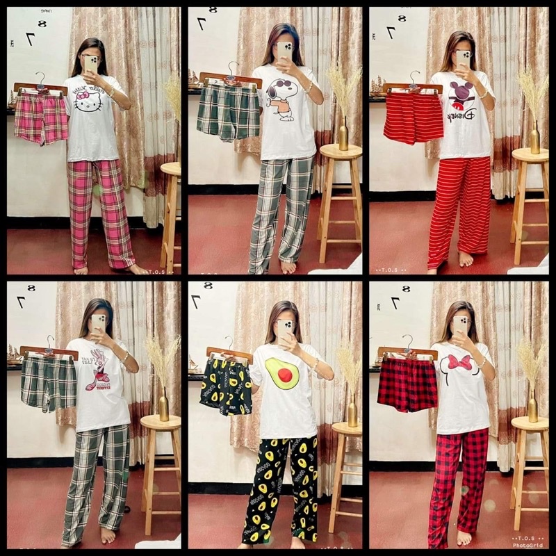 3in1 Pajama Terno Inclusion Shirt Short And Pajama Shopee Philippines