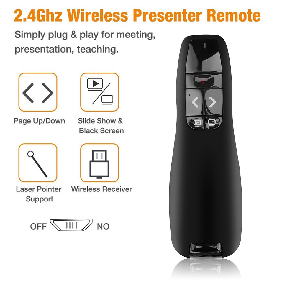 R400 2.4Ghz USB Wireless Presentation Pointer PPT Remote Control Presenter Page Turning With ...