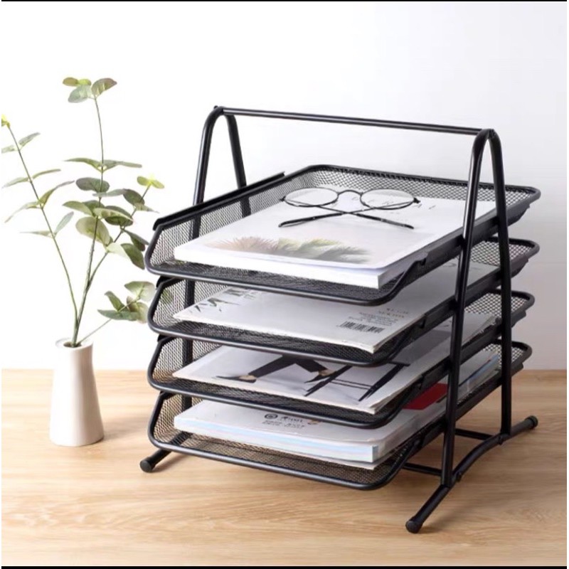4 Layer Desk File Organizer Document Paper Tray,Magazine Case | Shopee ...
