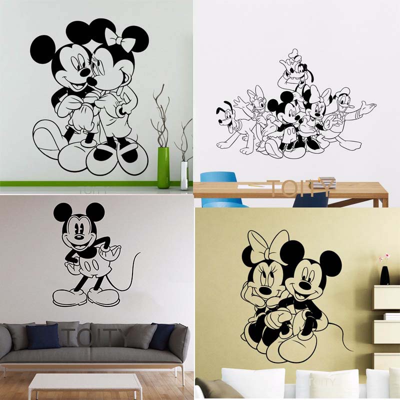Mickey Minnie Mouse Donald Goofy Pluto Wall Sticker Poster Kids Room ...