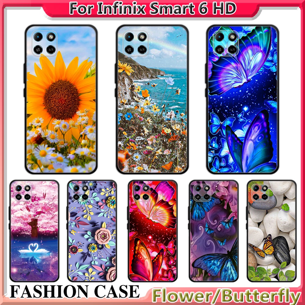 Infinix Smart 6 HD Case Silicone TPU Jelly Case Flower Butterfly Design ...
