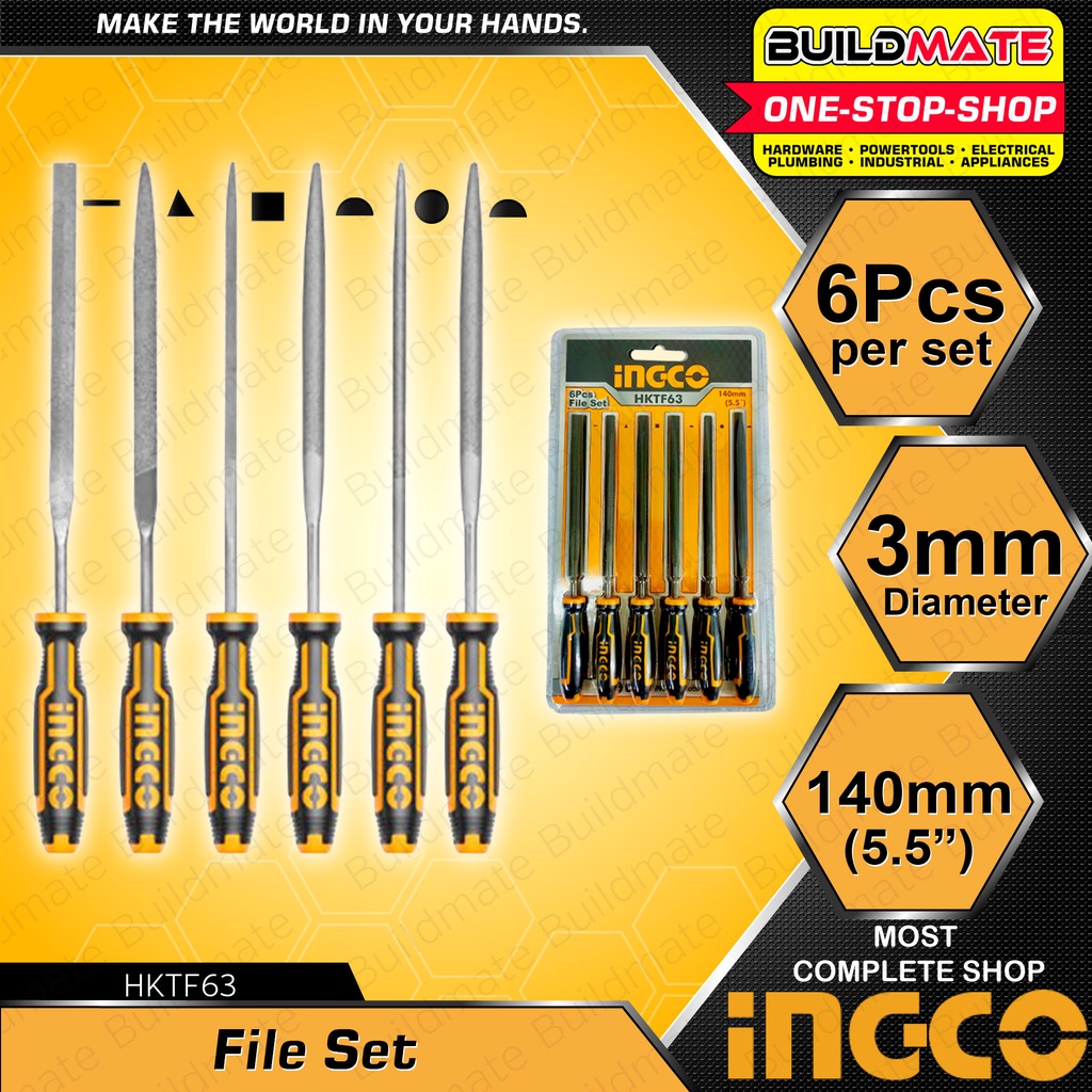 Buildmate x INGCO 6PCS File Set 140MM Needle File Set Flat File Diamond ...