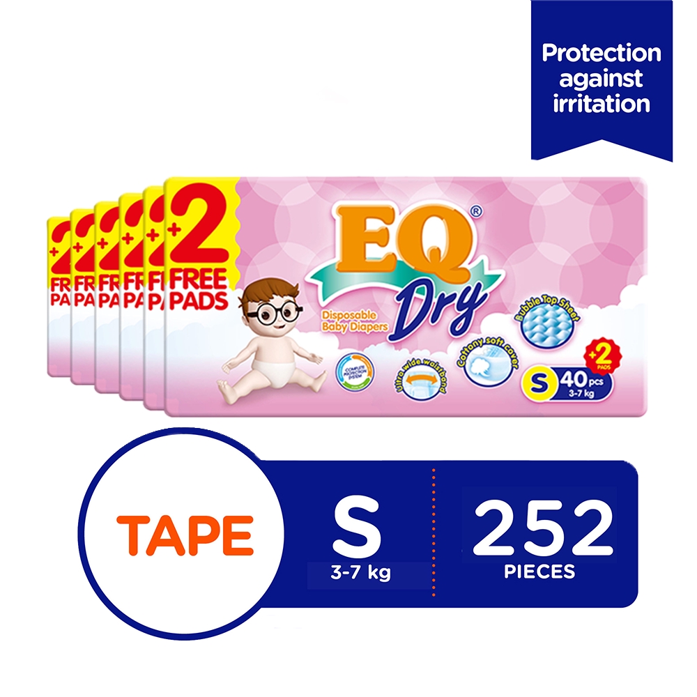 EQ Dry Econo Pack Small 42's x 6 packs (252 pcs) - Tape Baby Diapers ...