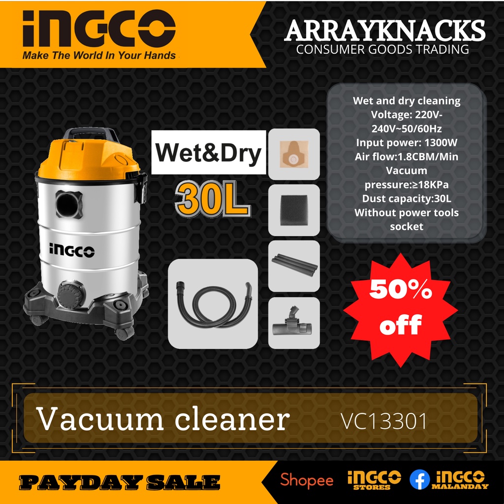 INGCO Vacuum cleaner (VC13301) POWERTOOLS | Shopee Philippines