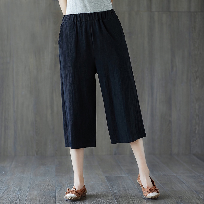 Tokong Square Pants For Women Linen Cotton Legging Culottes Plus Size ...
