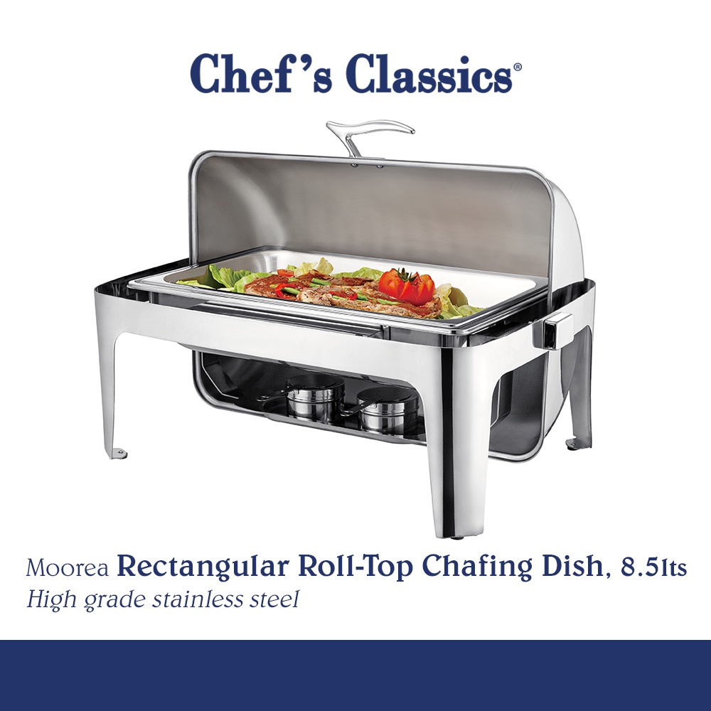 Chef's Classics Moorea Stainless Steel Rectangular Roll-Top Buffet ...