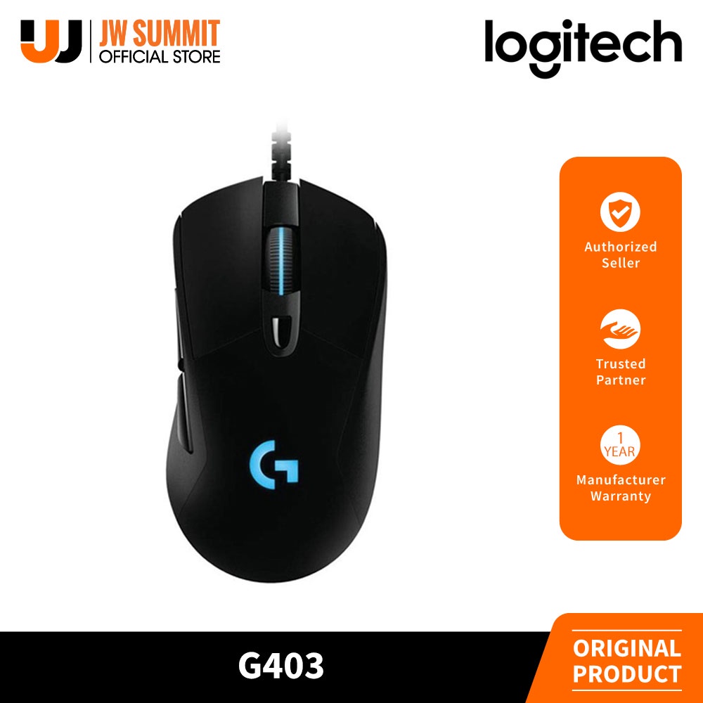 Logitech G403 HERO Prodigy Wired Programmable Gaming Mouse, Lightsync, RGB, Six Programmable ...
