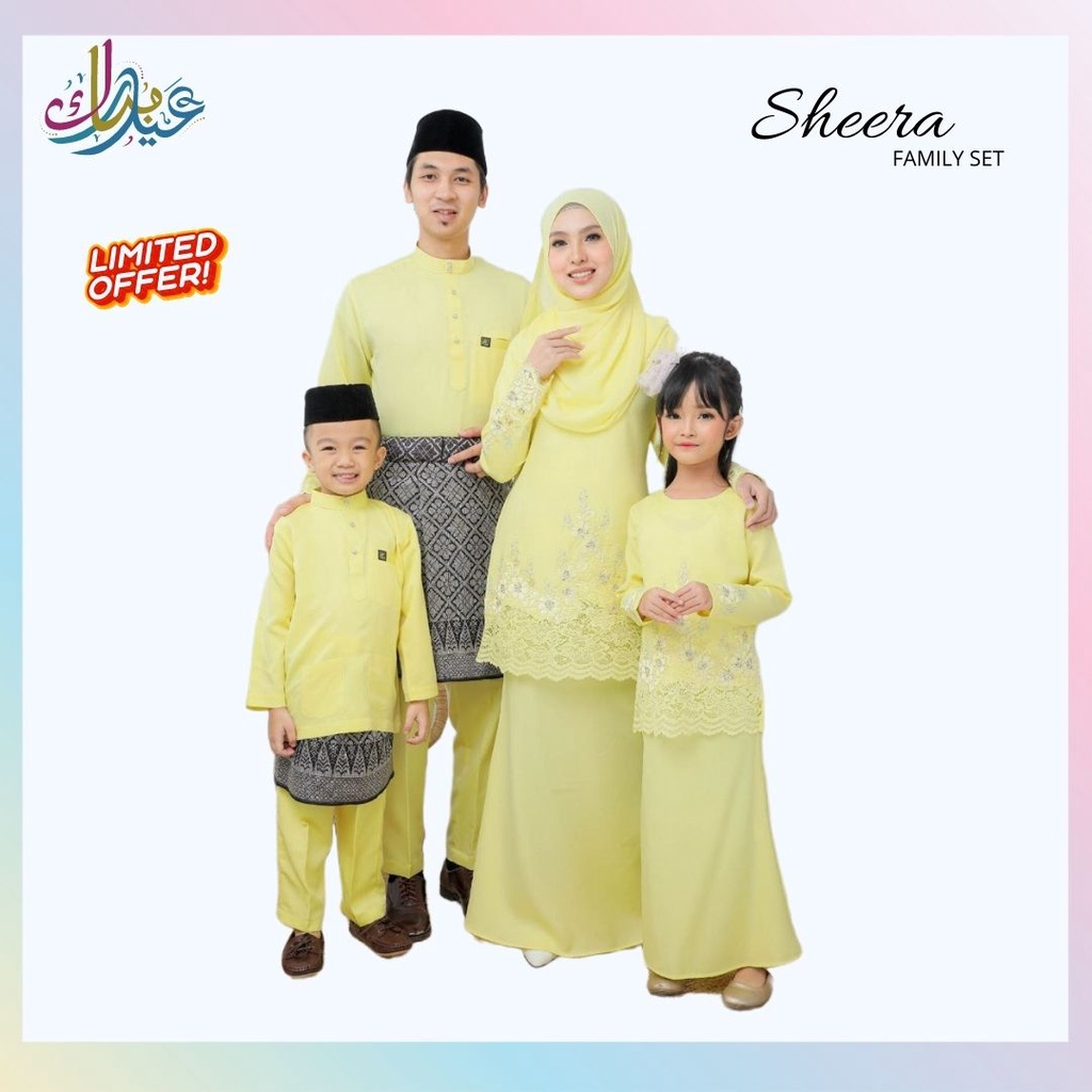 (Softyellow) Sheera Mode Bracket SET FAMILY 2022. Raya Clothes SEDONDON ...