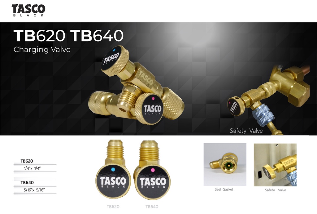 TASCO BLACK TB620 Safety Valve Air Size 1/4 x 1/4 For R12 R22 R134a ...