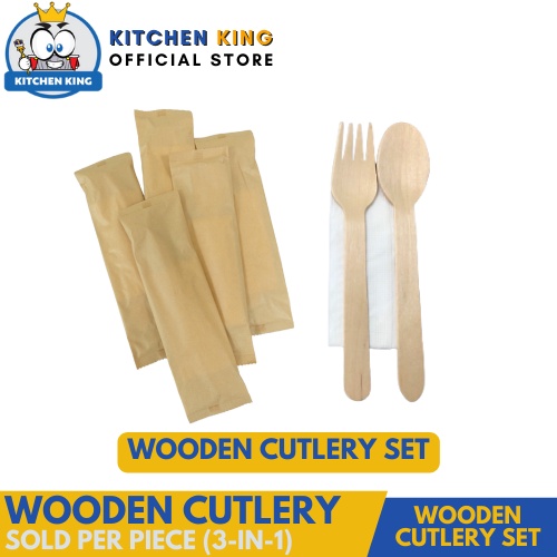 Wooden Disposable Utensils ( Spoon / Fork / Spork / Set w/ tissue ) By ...