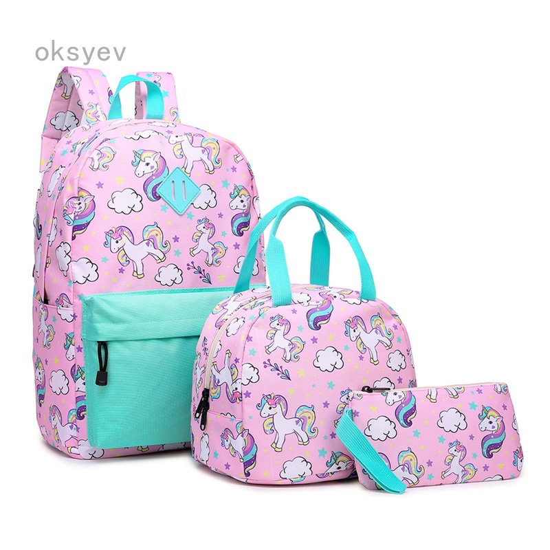 Girls School Backpacks With Lunch Box Unicorn Backpack School Bag 3 In ...