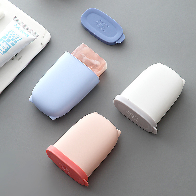 Travel soap box home Nordic minimalist silicone with lid creative soap ...