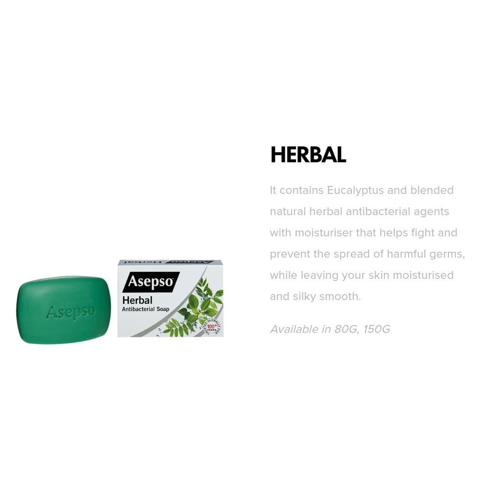 Authentic Asepso Soap 80g and 150g (Original, Gentle, Herbal, Lemon ...