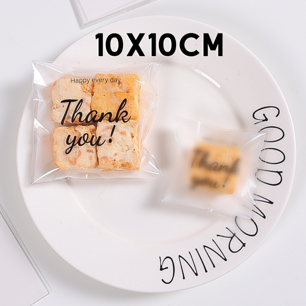 (100 PCS) Thank You 10x10 cm and 7x7 cm Food Packaging Cookie Bag ...