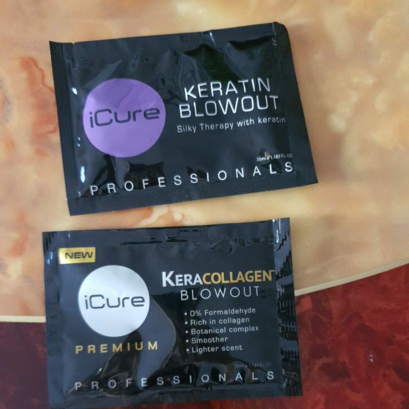 Icure keratin brazilian OR KERACOLLAGEN brazilian blow out 35ml sachet ...