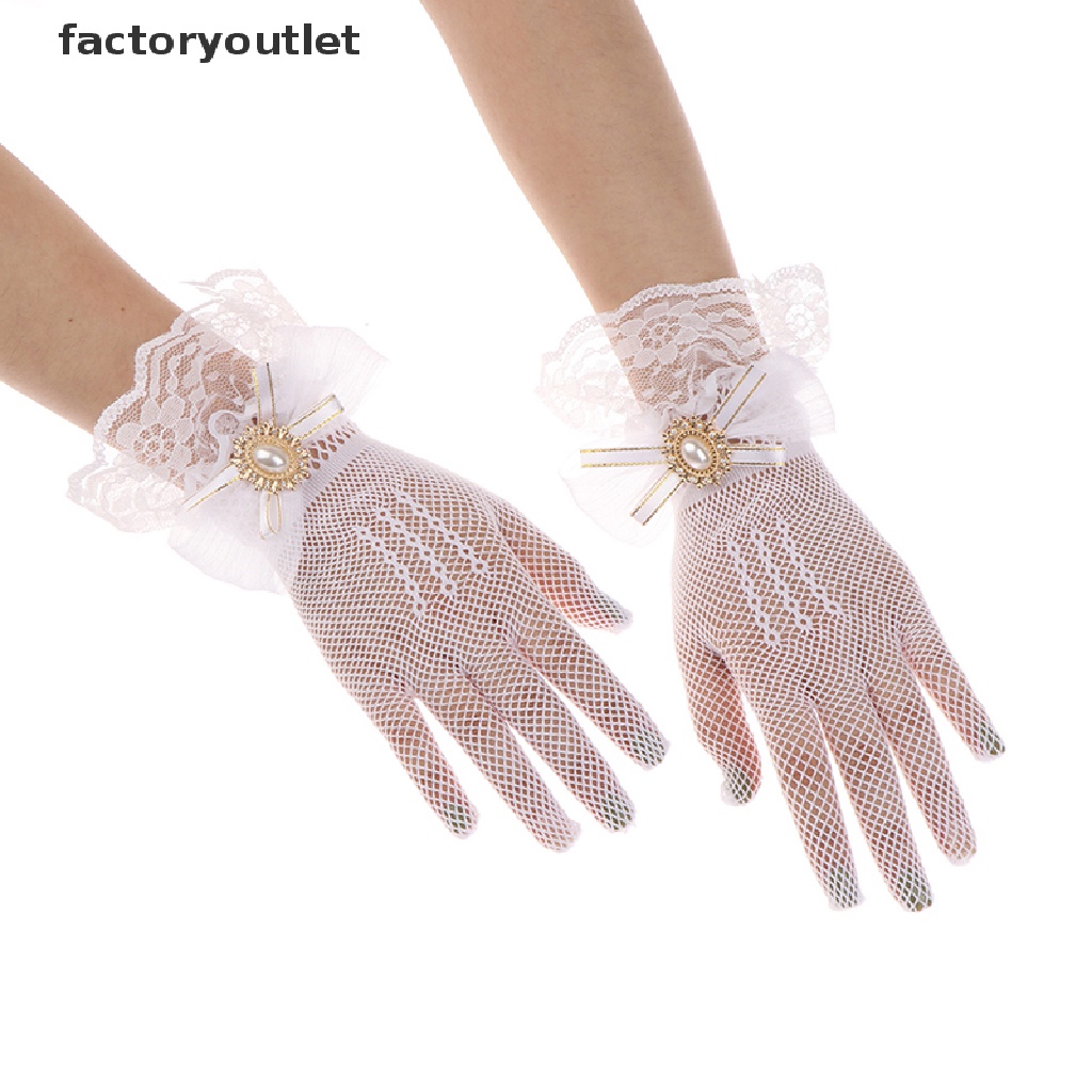 FCPH Girl Black White Lace Gloves Girl Lolita Mesh Bow Flower Lace ...