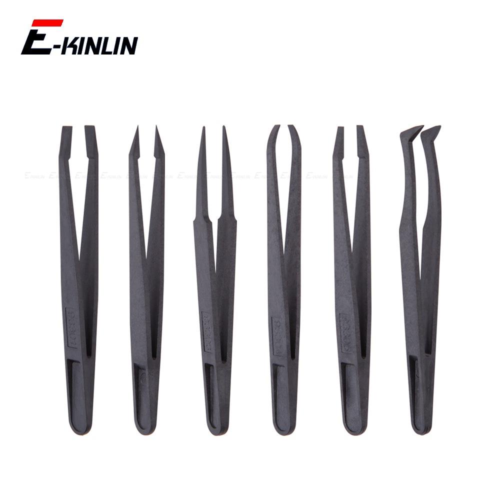 E-KINLIN 6 in 1 Plastic Anti-static Precision Tweezers Tweezer ...