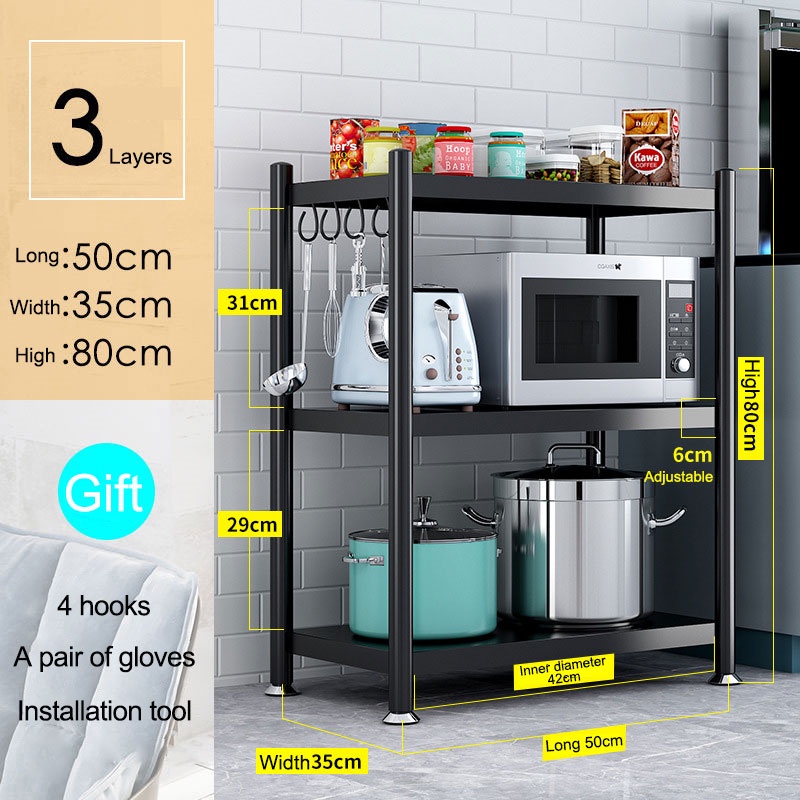 Kitchen Rack Steel Rack Organizer Shelf 3 Layer Storage Rack Kitchen ...