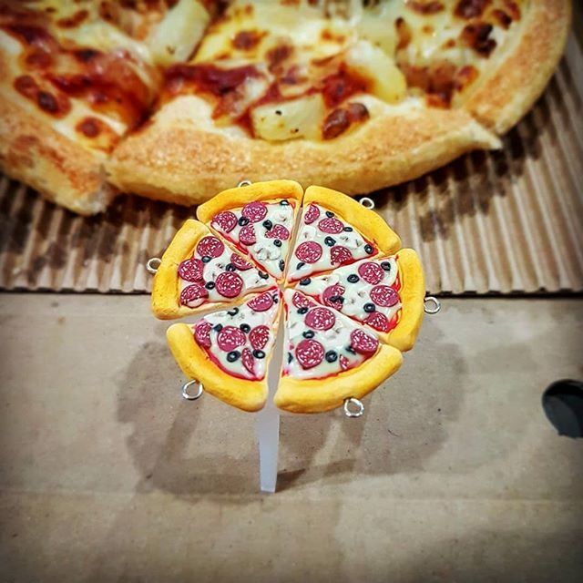 Miniature realistic pizza polymer clay keychain charms (price is per ...