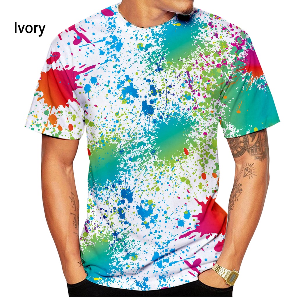 New Fashion Paint Splatter Tie-dye 3D Printed T-shirt Men's and Women's ...