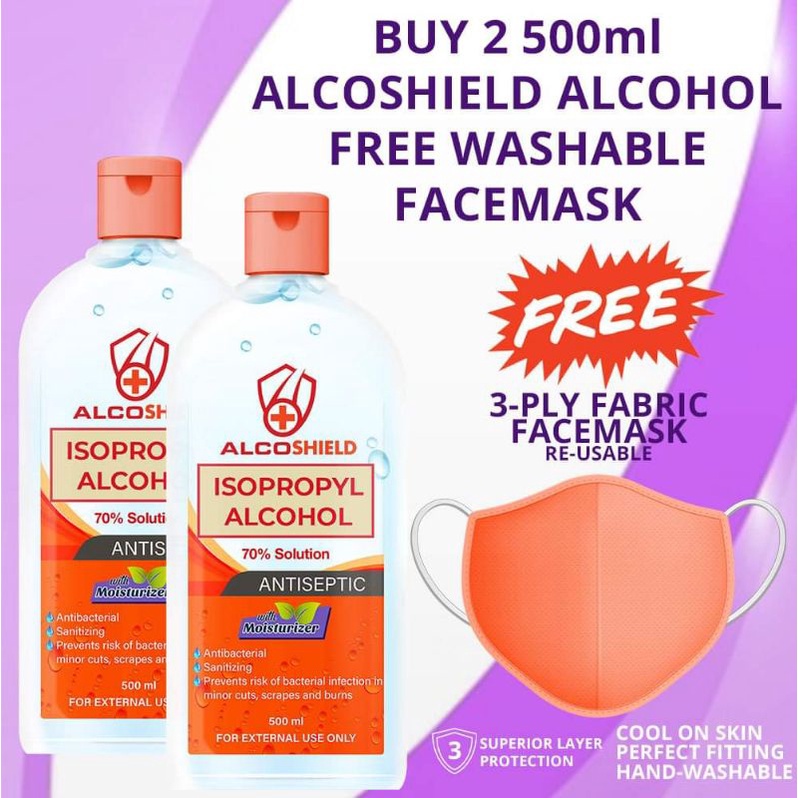 Alcoshield 70% Isopropyl Alcohol 500ml Fliptop (set of 2) | Shopee ...